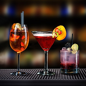 Facmogu 18 x 12 Inch Rubber Bar Mats, Black Heavy Duty Bar Mat PVC Rubber Wet Dish Drying Spill Matting Non Slip Heat Resistant for KTV Bar Glass, Restaurant, Home Counters