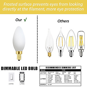 XININSUN E12 Frosted Candelabra Bulb 40W Equivalent, E12 LED Matt White Porcelain Dim-to-Warm 2000-2800K CRI 92 Excellent Color Accuracy, Dimmable LED Bulb Candle Chandelier Bulbs,6 Pack