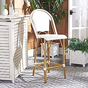 SAFAVIEH PAT4008C Outdoor Collection Ford White French Bistro 30-inch Bstro Bar Stool