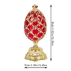 QIFU Hand Painted Enameled Faberge Egg Style Decorative Hinged Jewelry Trinket Box Unique Gift For Home Decor
