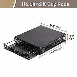 FlagShip K Cup Drawer Holder for Keurig Pods K Cup Storage Organizer Drawer Save Space Countertop Kitchen (42 Pods)