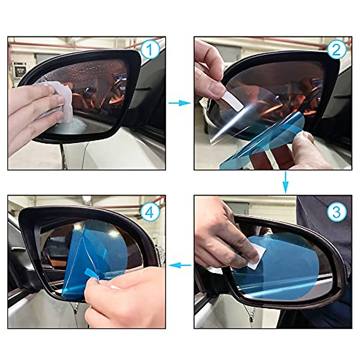 X AUTOHAUX 2pcs Oval Car Rearview Mirror Nano Film Anti Rain Waterproof Side Window Clear Protective Sticker 150mm x 98mm