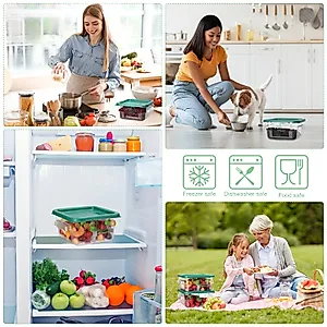 Lallisa 8 Pcs 2 Quart Food Storage Containers with Lids Clear Square Polycarbonate Marinating Container Dough Bucket with Lid(Green)