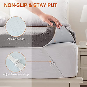 3 Inch Gel Memory Foam Mattress Topper Queen Size, Mattress Pad Cover for Pressure Relief, Bed Topper with Removable Cover, Soft & Breathable,Grey
