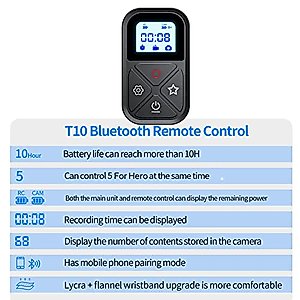 Smart Wireless Remote Control for GoPro - Camera Controller for GoPro Hero 11 Hero 10 Hero 9 Hero 8 MAX LED Display Magnet Charger Port Wrist Strap for Go Pro Accessories