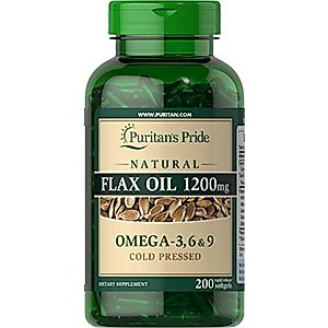 Puritan's Pride Natural Flax Oil 1200 mg-200 Rapid Release Softgels