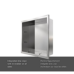 Odass | Shower Niche | 12" X 12" | NO Tile Needed | Square Stainless Steel #304 Niche | Brush Recessed Single Shelf Organizer | Bathroom Storage for Shampoo Bottle