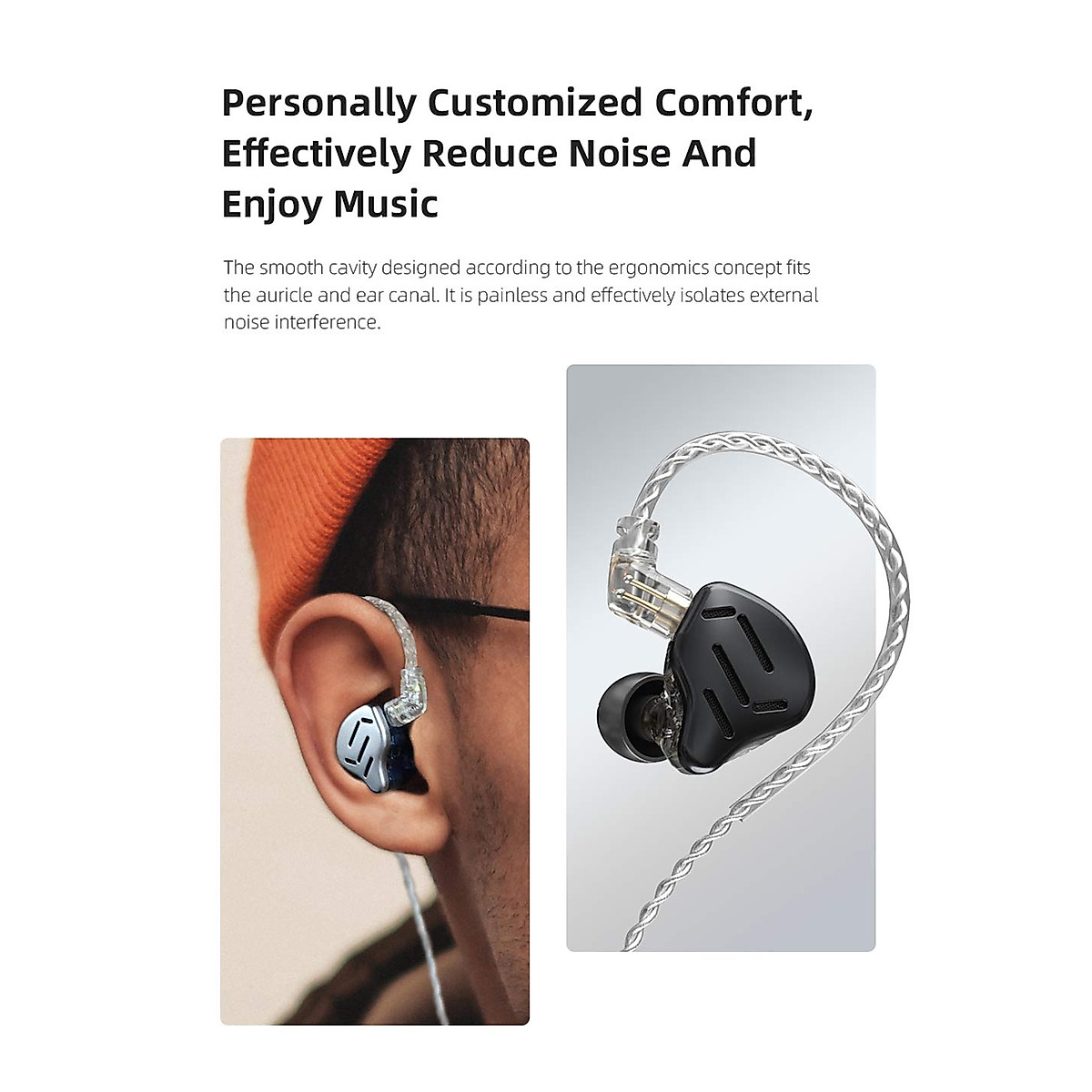 KZ Zax in-Ear Monitors, 16-Units Hybrid in Ear Earphones, HiFi Stereo Noise Isolating Sport IEM Wired Earbuds/Headphones with Detachable Cable for Musician Audiophile (with Mic, Black)