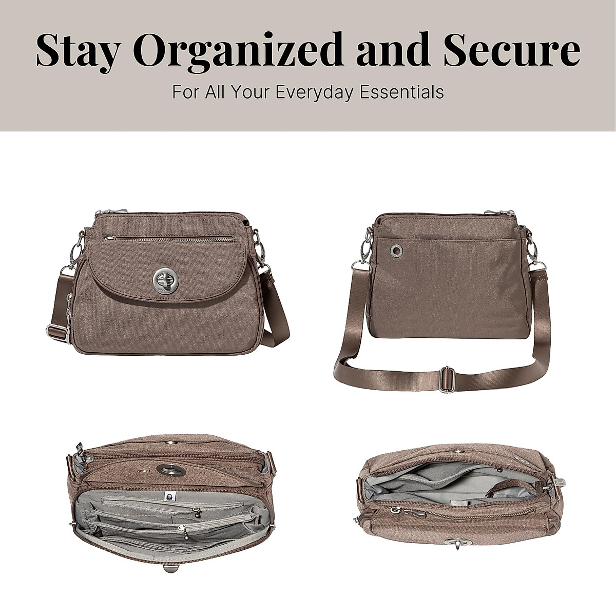 Baggallini Women's Calais Crossbody Bag, Portbello Shimmer