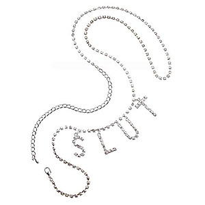 Rhinestone Letter Belly Chain Body Jewelry Metal Waist Chain Belt Lower Back Chain Crystal Body Chain for Women (Color 2)