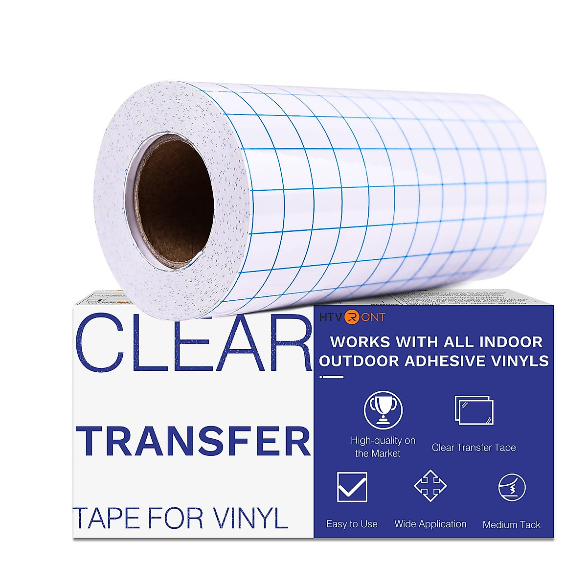 HTVRONT Transfer Tape for Vinyl - 6" x 50 FT Blue Alignment Grid Clear Transfer Paper - Application Vinyl Transfer Tape Roll for Self Adhesive Vinyl for Signs Stickers Decals Walls Doors & Windows