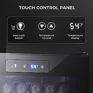 Kismile 4.5 Cu.ft Beverage Refrigerator and Cooler, 145 Can Mini Fridge Glass Door w/Digital Temperature Display for Soda, Beer or Wine, Small Drink Dispenser Cooler for Home, Office or Bar