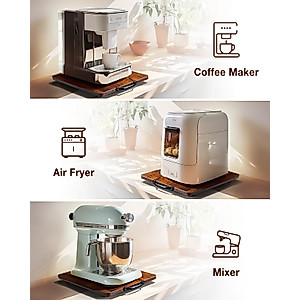 Evermagin Appliance Slider, Sliding Tray for Coffee Maker, Coffee Pot Slider Tray for Countertop, Kitchen Appliance Rolling Tray with Rubber Wheels (Rustic Brown, Large - Long (12.5” x 16”))