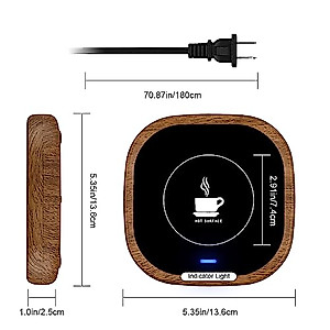 Coffee Mug Warmer Beverage Cup Warmer Gravity-Induction Auto On/Off for Desk Home Office Use for Heating Coffee, Beverage, Milk, Tea and Hot Chocolate (Wood Grain)