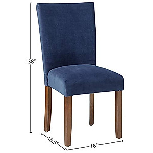 HomePop Parsons Classic Upholstered Accent Dining Chair, Set of 2, Navy Velvet