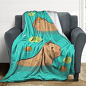 Capybara Blanket Ultra-Soft Throw Blanket Anti-Pilling Warm Cozy Flannel Throws for Couch Sofa Bed Living Room Family Friend Halloween Christmas Birthday Gifts 50"x60"
