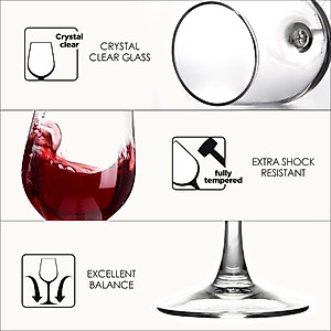 FAWLES Fully Tempered Wine Glasses, Shock Resistant Wine Glass Set for Red or White Wine, Dishwasher Safe Stem Glasses for Restaurants, Bars, Home (Set of 12, 12 oz)