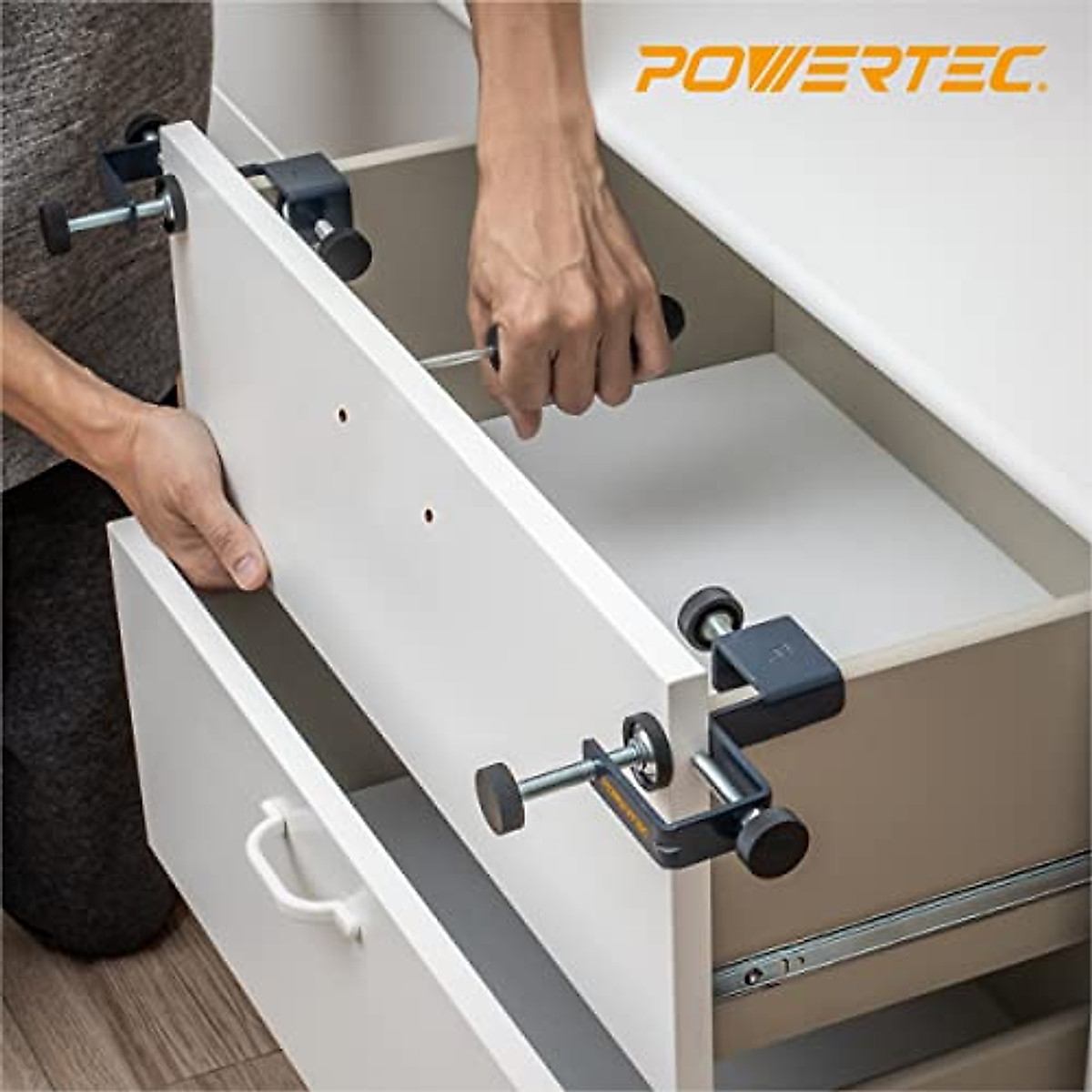 POWERTEC 71181 Drawer Front Installation Clamps | Cabinet Hardware Jig | Drawer Jig For Easy and Fast Drawer Front Panel Installation