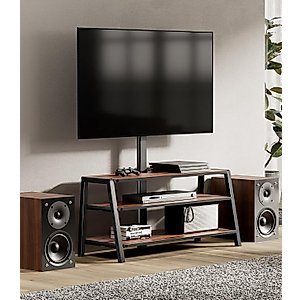 FITUEYES 3-Tier Floor TV Stand for 37-70 Inch TVs Entertainment Center Stand with Storage-Height Adjustable TV Console Stands with Walnut Board & Cable Management, VESA 600x400mm