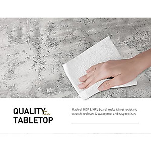 Acanva Small Round Dining Table for 4 Person, MDF & HPL Surface and Sturdy Base Structure, Modern Design for Kitchen, Living Room & Apartment, Easy Assembly, 47.2” Diam. x 30” H, Light Concrete