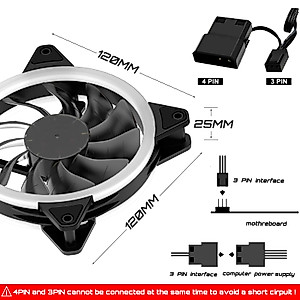 upHere 120mm LED Silent Fan for Computer Cases, CPU Coolers, and Radiators Ultra Quiet,Triple Pack Colorful Case Fan,F03