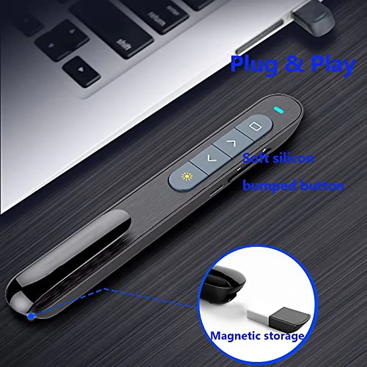 Presentation Clicker Wireless Presenter Remote, PPT Presentation Clicker with Hyperlink &Volume Remote Control Presentation Clicker Pointer Slide Advancer for Keynote/PPT/Mac/PC(Battery Included)