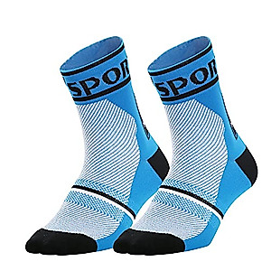 Beauty.N.Q Cycling Socks for Men Women Mountain Bike Mtb Bicycle Athletic Socks Sports (as1, alpha, one_size, regular, regular, White+Orange+Blue, S-Shoe 5-7)