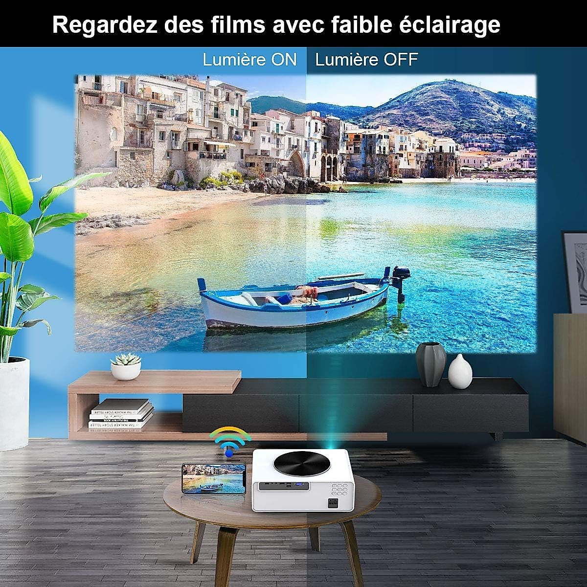 5G WiFi Projector, WiMiUS 4K Video Projector Native 1920x1080 LED Projector