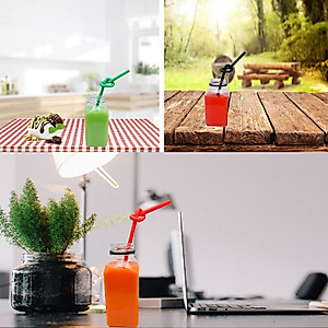 MYYZMY 8 Pcs 8 Ounce Plastic Juice Bottles, Reusable Bulk Beverage Containers for Juice, Milk and Other Beverages, Black lid