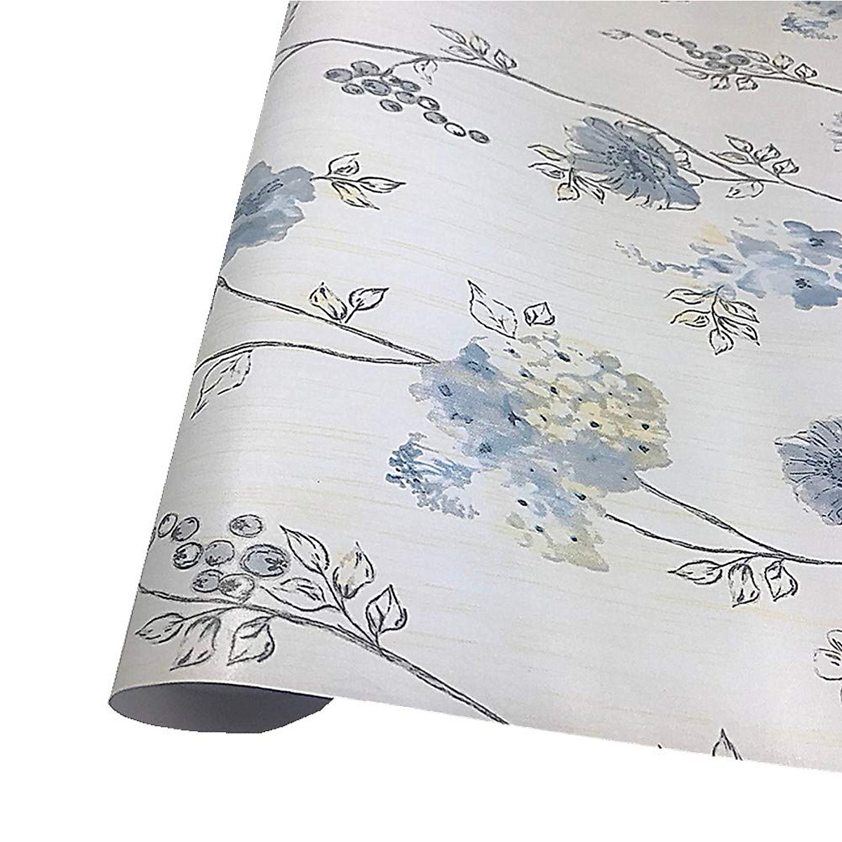 Taamall Simplemuji Ink Blue Flower Self Adhesive Wallpaper Drawer and Shelf Liner for Kitchen Cabinets Cover Furniture Door Decorative Stickers 17.7 Inch by 100 Inch