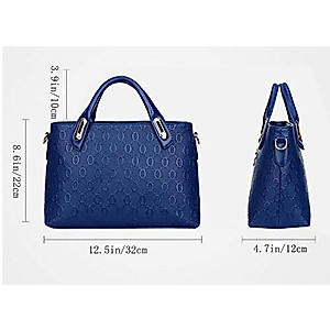 YAQUNICER Women PU Leather 4Pcs Set Handbag Tote Shoulder Bags Top-handle Satchel Purses Cltuch Wallet-Blue