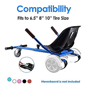 Hoverboard Seat Attachment Go Kart Accessories Conversion Kit, Transforming Self Balancing Scooter into Go-Kart, Adjustable Frame, Fits Kids to Adults, Compatible for 6.5'' 8'' 10'', Blue