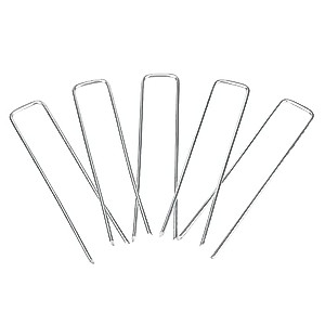 KINGLAKE 6'' Landscape Staples Garden Stakes Galvanized Garden Pegs Garden U Pins 50 Pcs Grass Anchor for Securing Weed Landscape Fabric, Netting,3mm