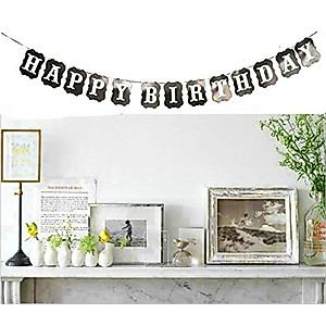 Happy Birthday Black & White Banner Sign Bunting Garland Flags for Birthday Party Decorations Kids Adults Baby Pet Birthday Letters Party Supplies Pre-strung