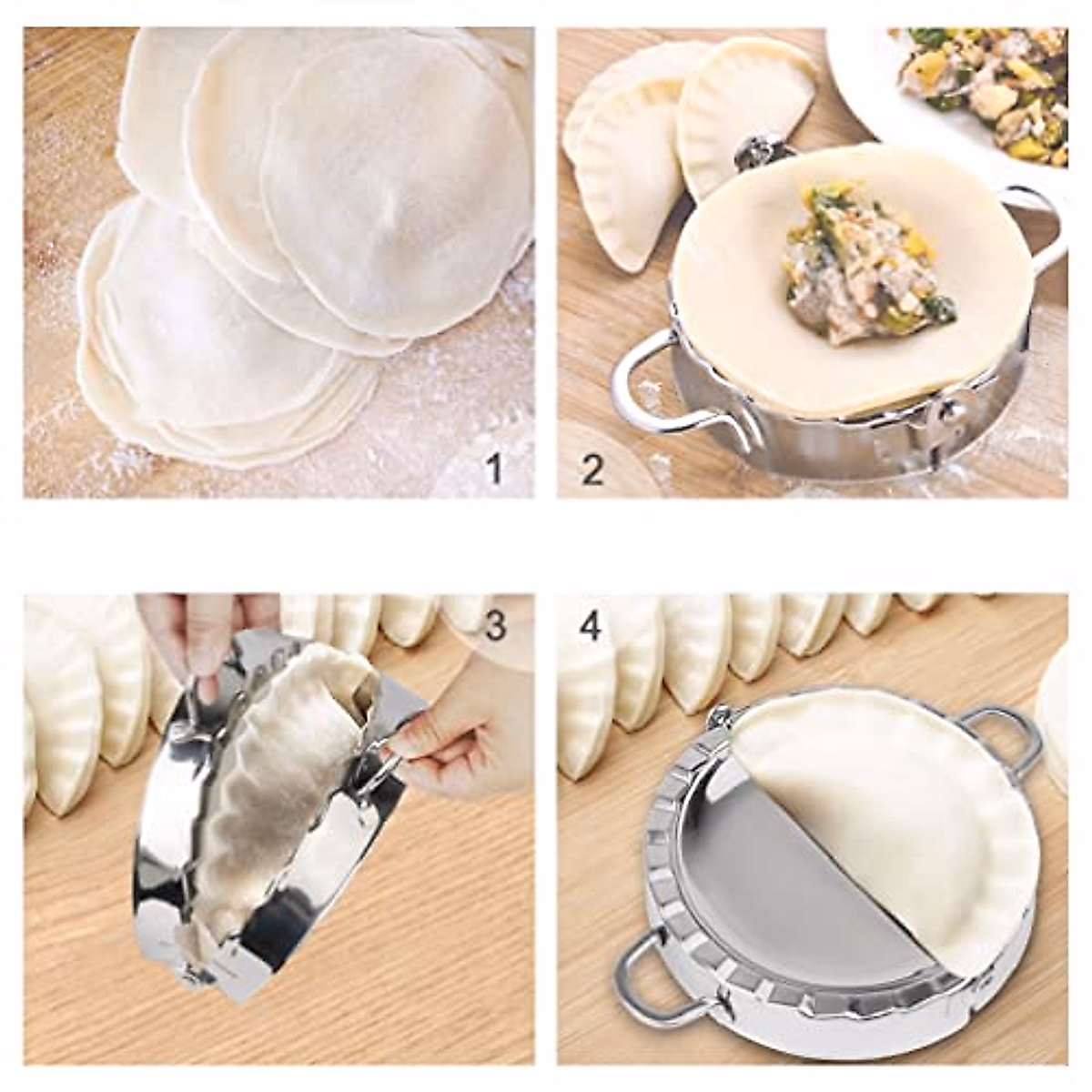 PAMISO Large Empanada Maker, 6 inch Empanada Seal with 7 Inch Dough Cutter Circle, Stainless Steel Empanada Press, Pastry Tools, Pocket Pie