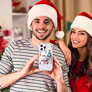 Caka Case Compatible for iPhone 14 Pro Max Glitter Case Christmas Girly Women Bling Sparkle Flowing Floating Snowflake Quicksand Phone Case for iPhone 14 Pro Max 6.7 inches (Snowman)