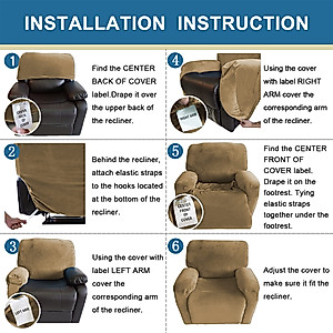 4 Pieces Stretch Velvet Recliner Chair Covers, Thick & Soft Lazy Boy Recliner Slipcover for Home Theater Seating with Side Pocket