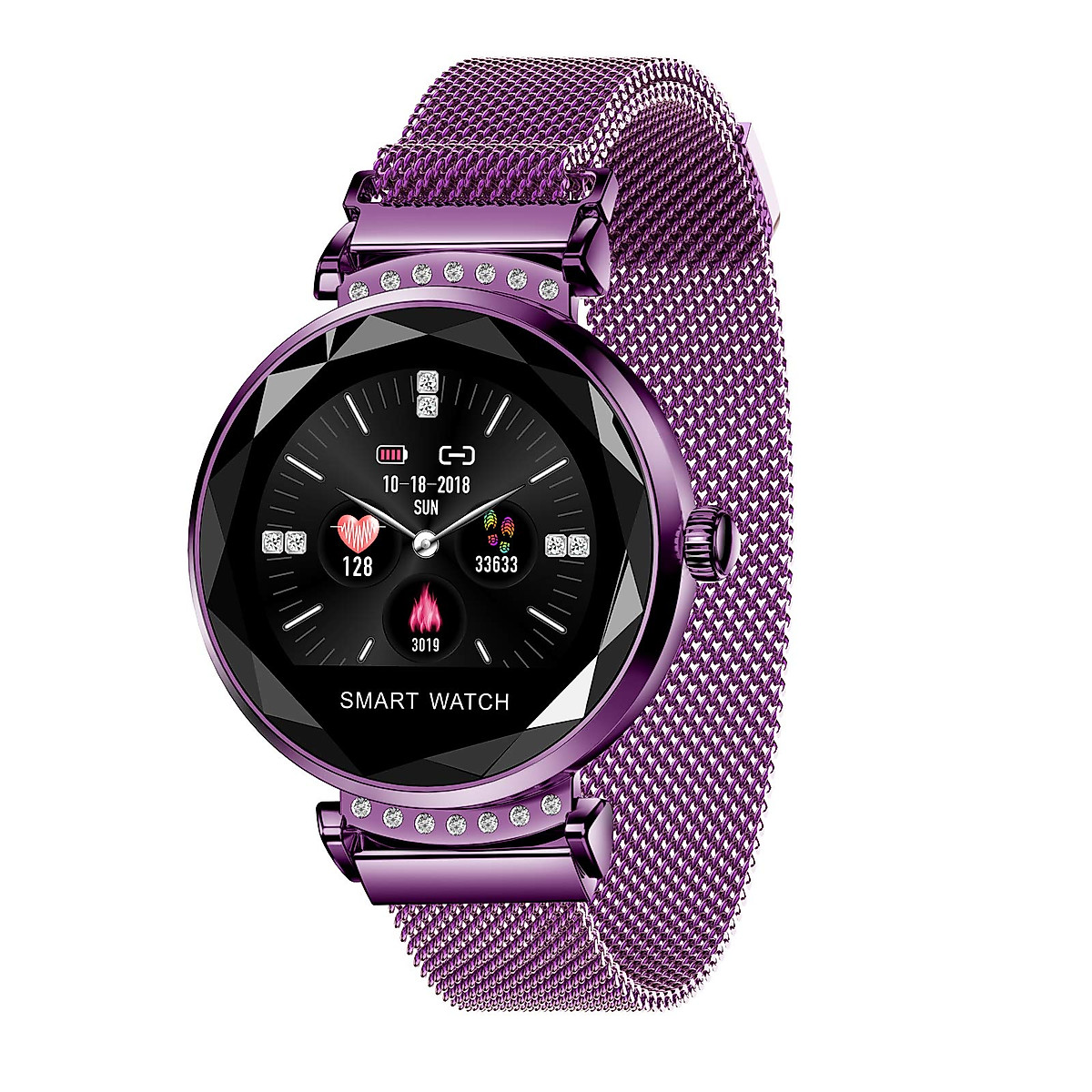 Smart Watches are Suitable for Android and iOS Phones, Sports Smart Watches with Blood Pressure and Heart Rate Monitoring, pedometers with Message Notifications (Bright Purple)