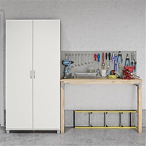 Pemberly Row Engineered Wood Transitional 36" Utility Storage Cabinet in White