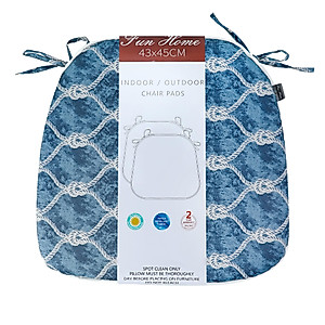 FUNHOME Outdoor Chair Cushions Set of 2,17" x 16" x 2",U-Shaped Garden Seat Cushion Waterproof,Patio Furniture Cushions with Ties,Dining Chair Cushions Indoor Chair Pads 17 inch(Ocean Blue)