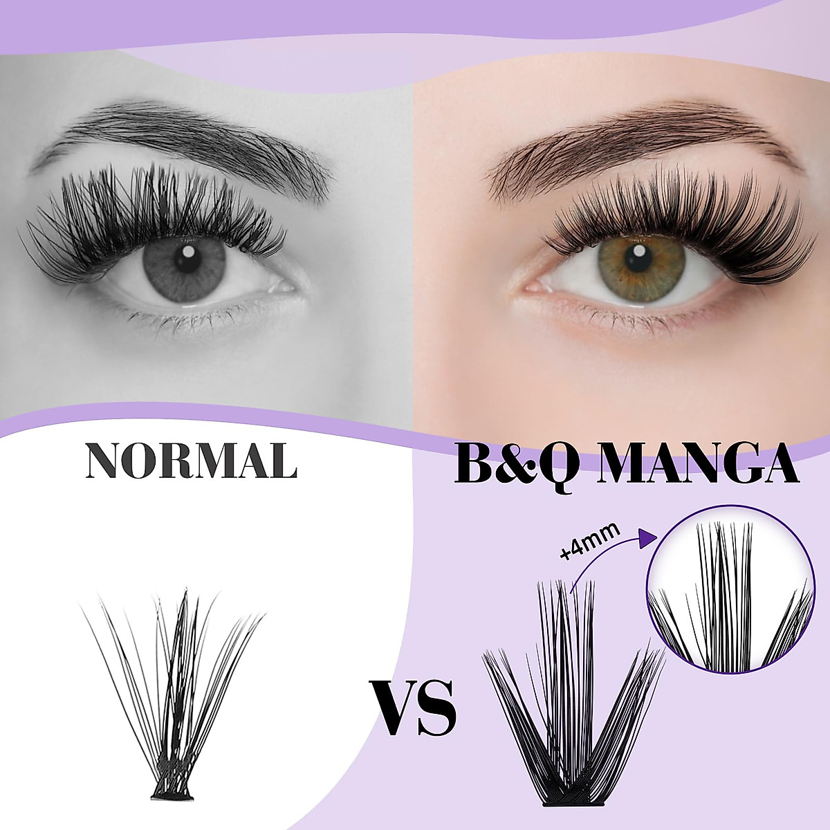 B&Q Manga Lash Clusters DIY Individual Lashes 50D-0.07D-9-16MIX 300 PCS False Eyelash Cluster Manga Lashes Cluster 30D 40D 50D D Curl Lash Clusters DIY lash Extensions at Home (50D-0.07D,9-16MIX)