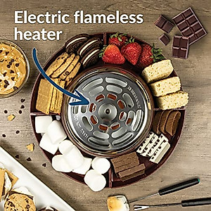 Nostalgia MyMini Electric S'mores Maker, Tabletop Indoor Machine with 4 Compartment Trays for Graham Crackers, Chocolate, Marshmallows, 2 Forks, Brown