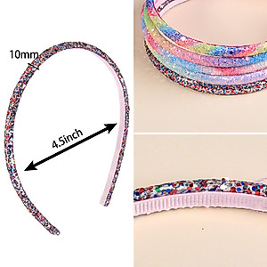 WANYU 10 Colors Thin Headbands for Girls Toddler Headband 10mm Thickness Glitter Kids Hairbands No Slip Girl Hair Accessories