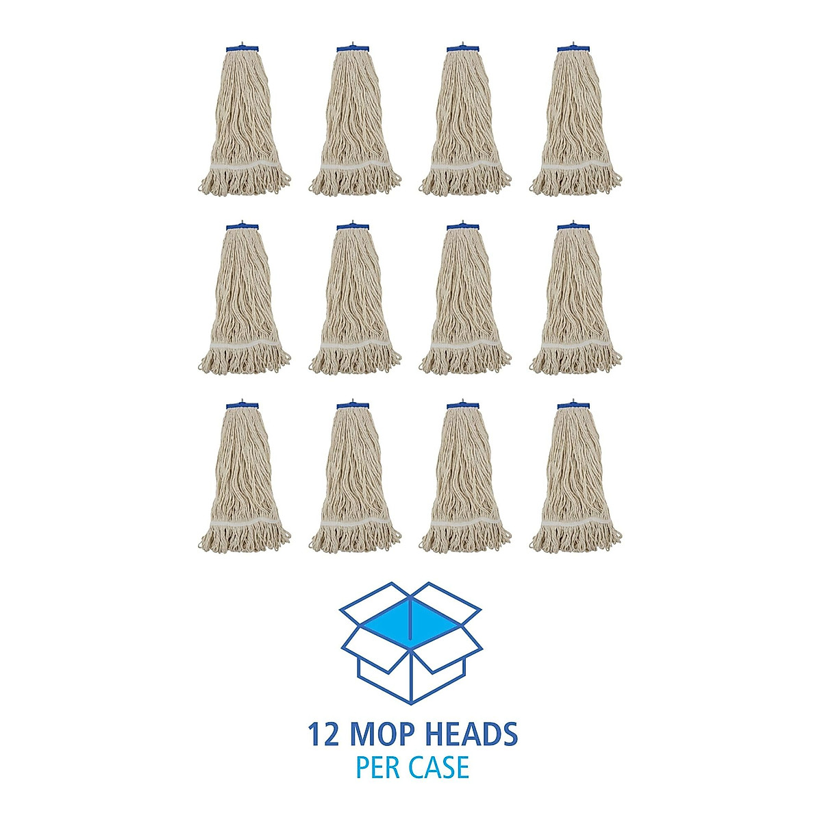 Boardwalk UNS 824C BWK824C Mop Head, Lie-Flat Head, Cotton Fiber, 24 oz, White (Pack of 12)