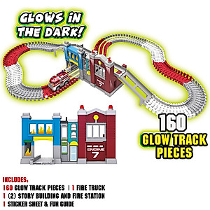 Ontel Magic Tracks Fire Rescue Glow in The Dark Racetrack Set with 10 Feet of Speedway