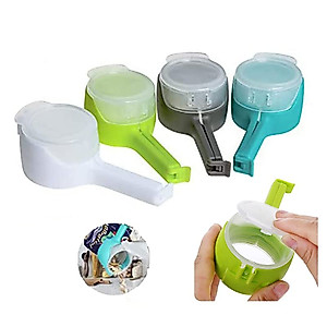 FlipHives Kitchen Tools Gadgets for Food Bags Sealer Clips with Spout for Easy to Pour and Clamp Tight to Stay Fresh of Your Chips Cereal Pet Dog Cat Food and More in Multicolour of 4 Pieces Per Set