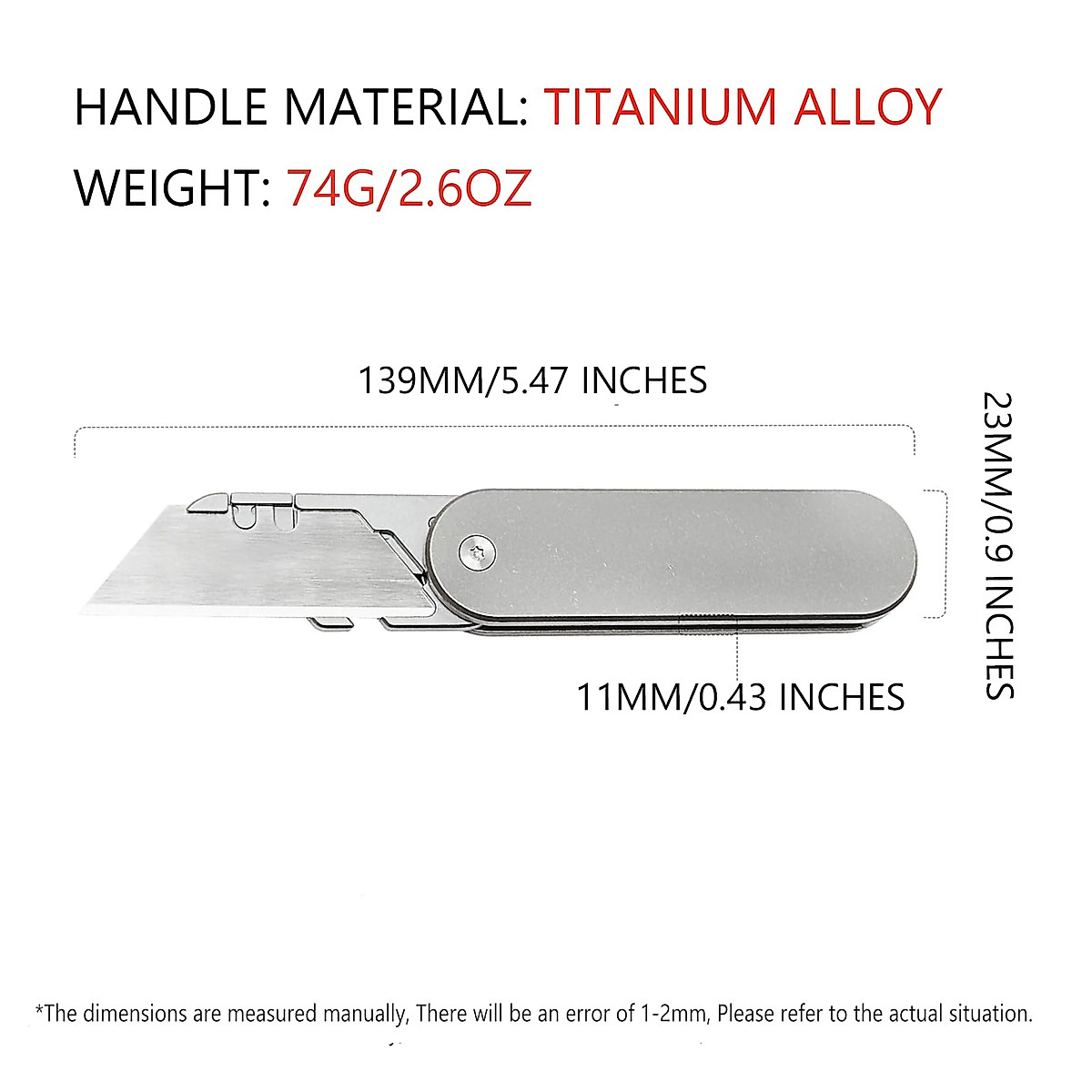 ainhue A33 Unique Deployment Titanium Alloy Pocket Utility Knife, 10pcs Replaceable Blades, 3.3 inches Handles with Pocket Clip, Heavy Duty Box Cardboard Cutter