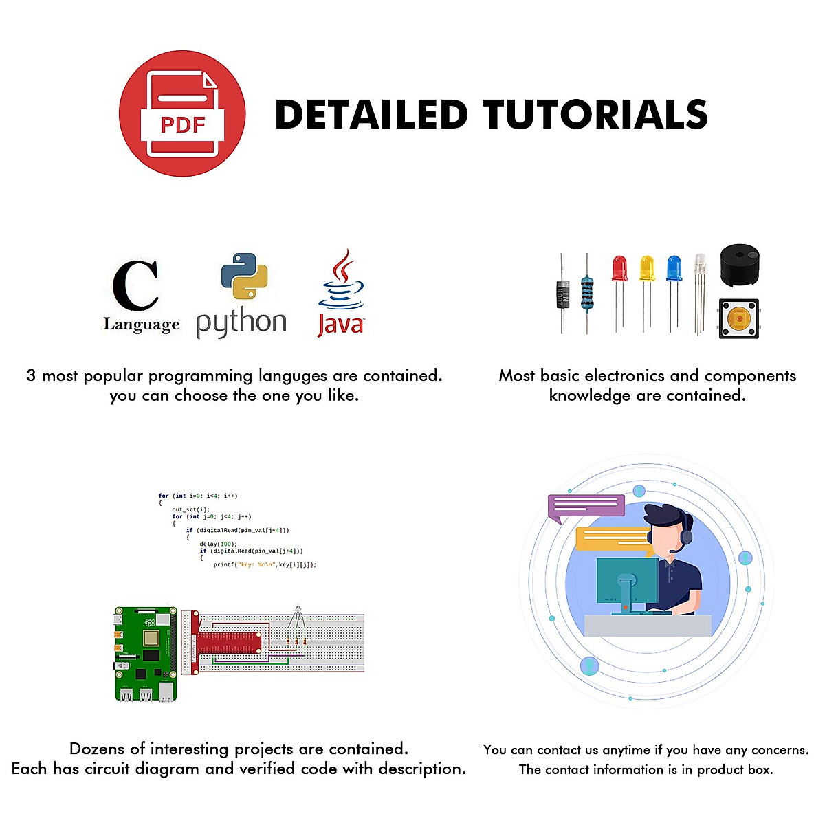 Keywish Ultimate Starter Kit Compatible with Raspberry Pi 4 B 3 B+ 400, 434 Pages Detailed Tutorials, Python C Java, 223 Items, 57 Projects, Learn Electronics and Programming, Solderless Breadboard
