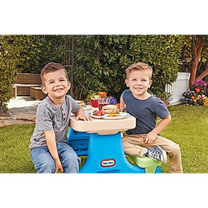 Little Tikes Easy Store Picnic Table with Umbrella, Multi Color, 42.00''L x 38.00''W x 19.75''H