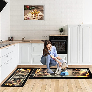 DVKKHD Money Kitchen Rugs Washable Burning 100 Dollar Bill Bathroom Rug Set 2 Piece Modern Kitchen Mats for Floor Non Skid Entryway Rug for Bedroom Home Decor Carpet Runner 17.7”x29.5”+17.7”x59”